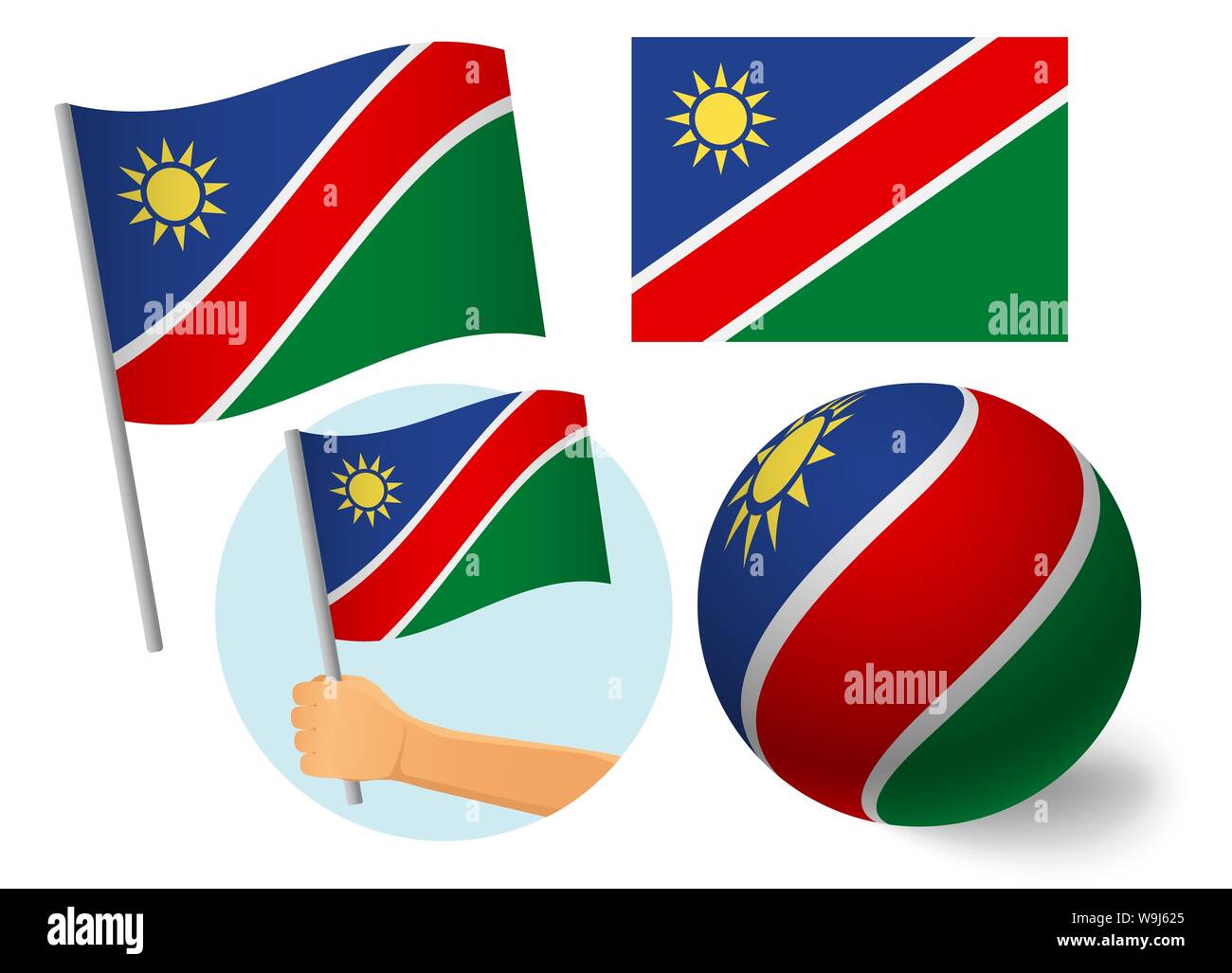 Namibia Flag Icon Set National Flag Of Namibia Illustration Stock