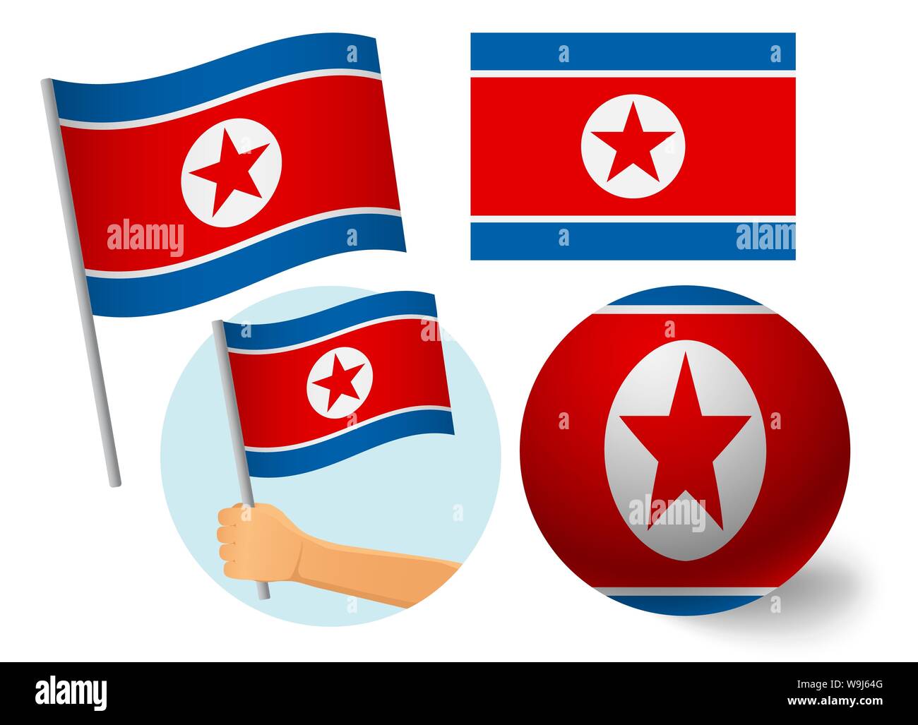 North Korea flag icon set. National flag of North Korea illustration ...