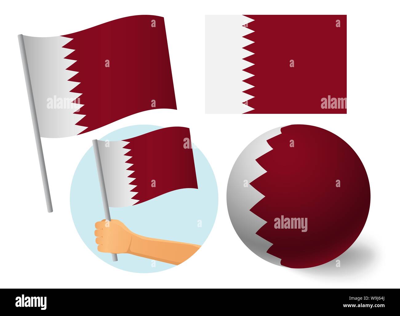 Qatar flag icon set. National flag of Qatar illustration Stock Photo ...