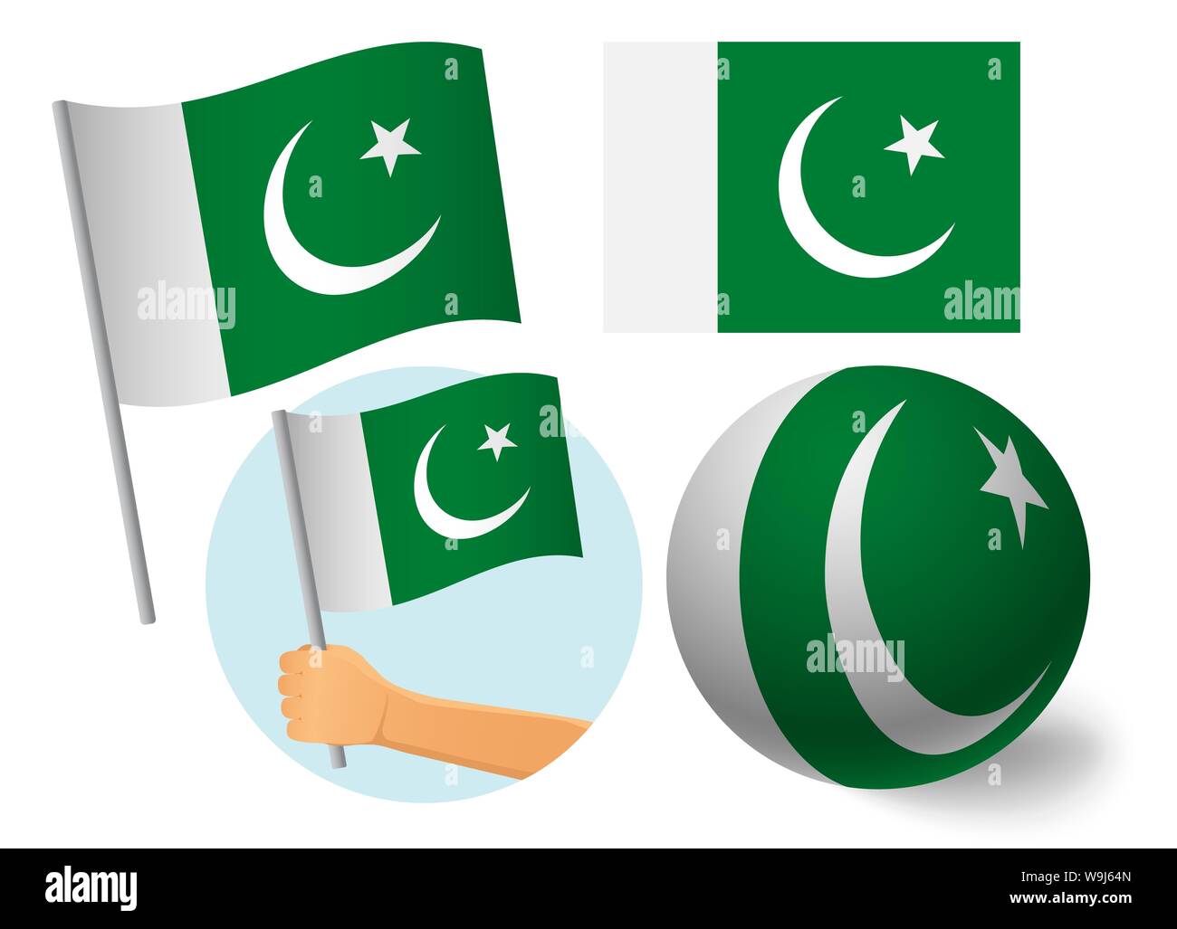 Pakistan flag icon set. National flag of Pakistan illustration Stock ...