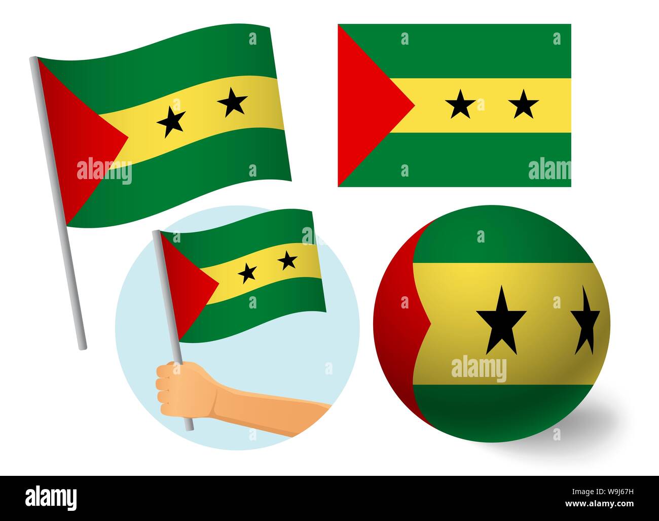 Sao Tome and Principe flag icon set. National flag of Sao Tome and ...