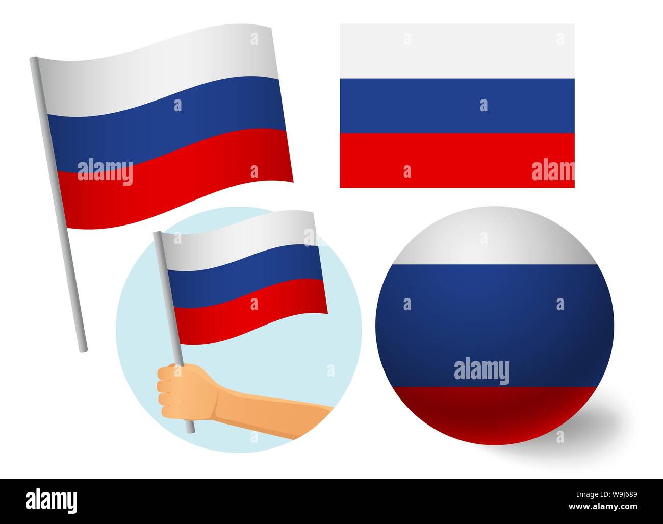 Russia flag icon set. National flag of Russia illustration Stock Photo ...