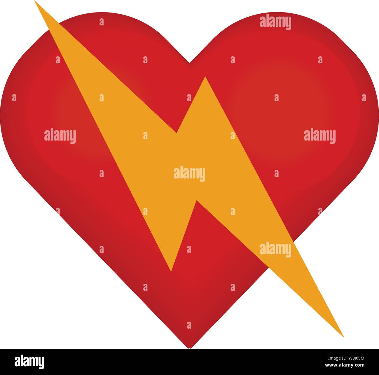 Graphic color heart shape with a lightning bolt through it Struck in ...