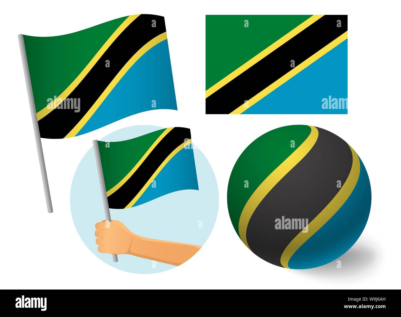 Tanzania flag icon set. National flag of Tanzania illustration Stock ...