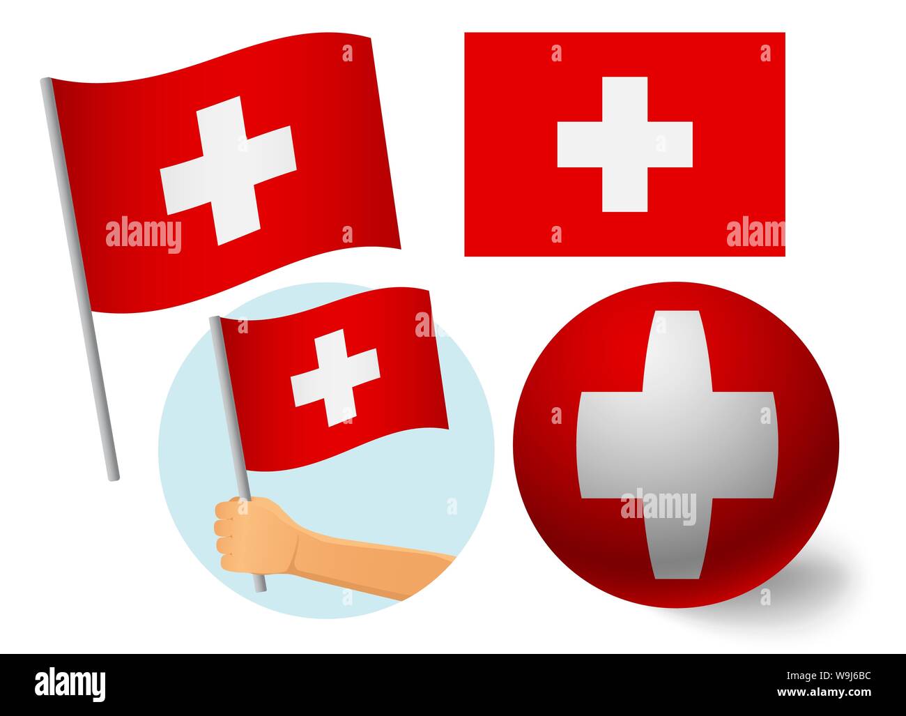 Switzerland flag icon set. National flag of Switzerland illustration ...