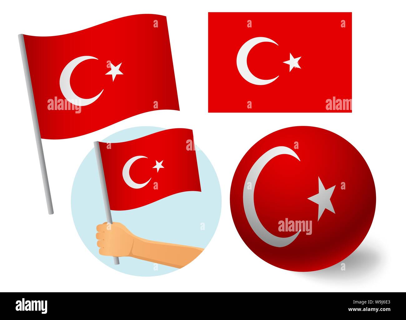 Turkey flag icon set. National flag of Turkey illustration Stock Photo ...