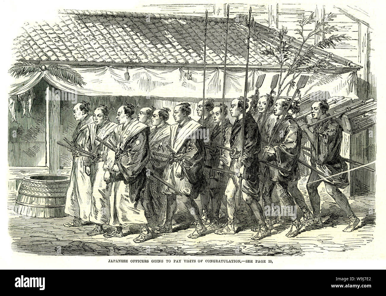 [ 1860s Japan - Japanese New Year Customs ] — Samurai on their round of ...