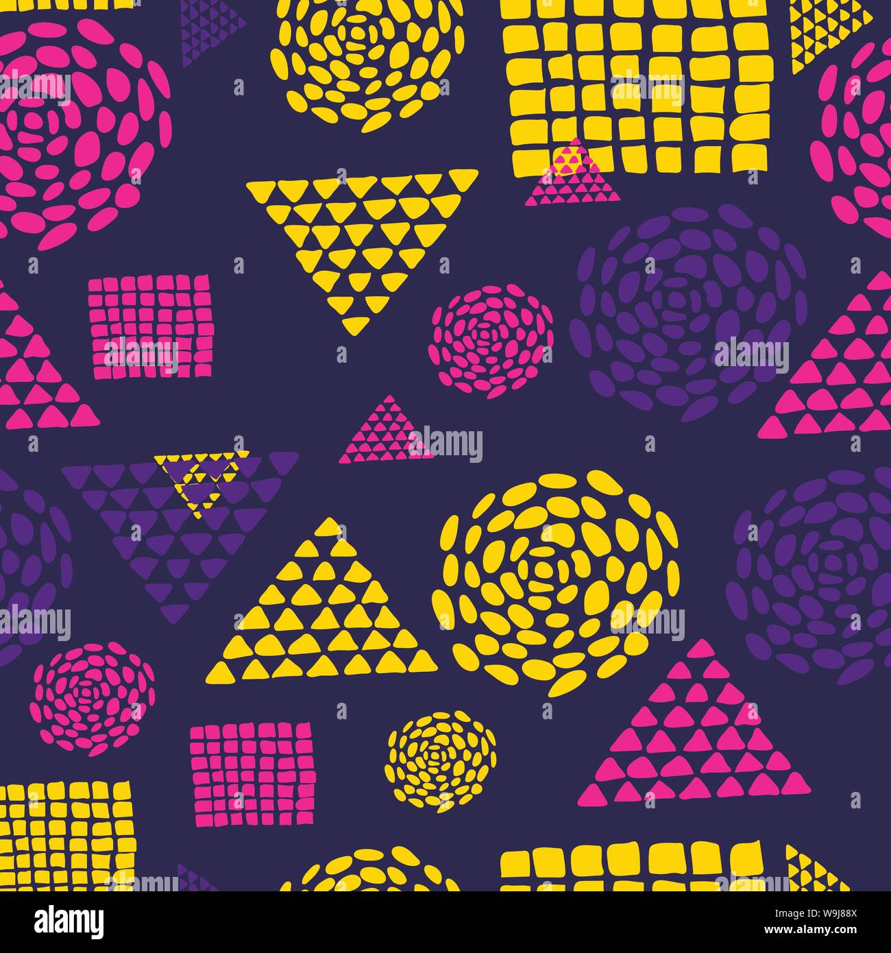 Vibrant colored abstract hand-drawn seamless vector pattern Stock ...