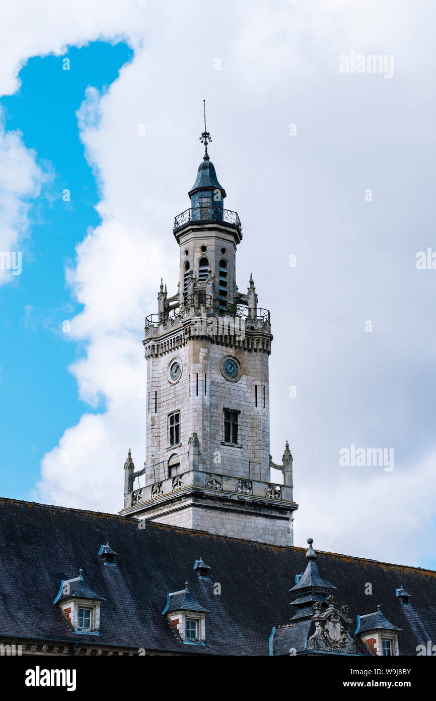 Hesdin, France: Town hall with belfry dating from the 16th century. The ...