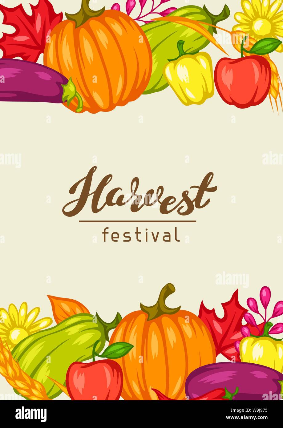 Harvest festival background with fruits and vegetables Stock Vector ...