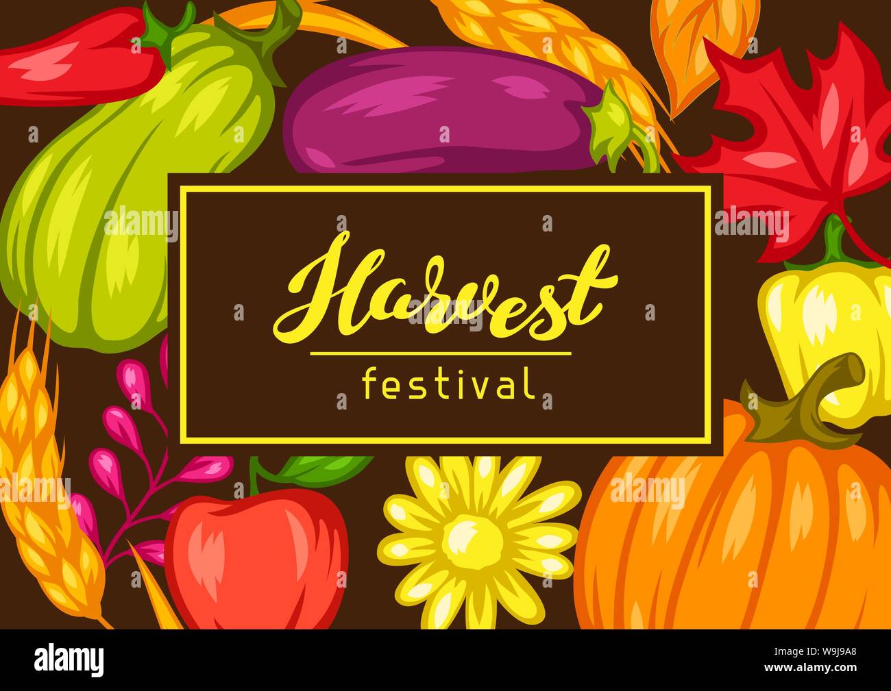Harvest festival background with fruits and vegetables Stock Vector ...