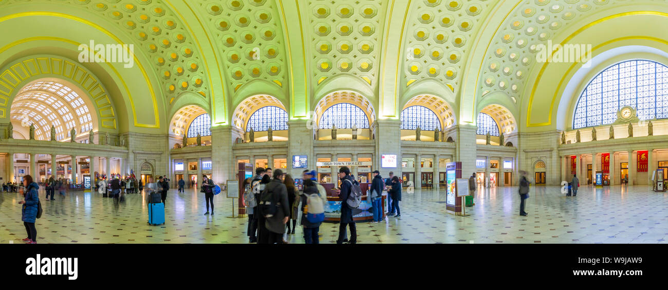 View of the interior of Union Station, Washington D.C., United States ...