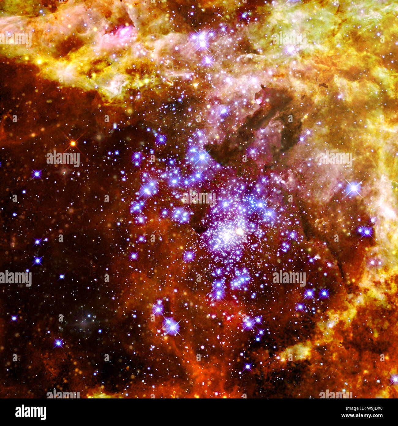 Universe scene with planets, stars and galaxies in outer space ...