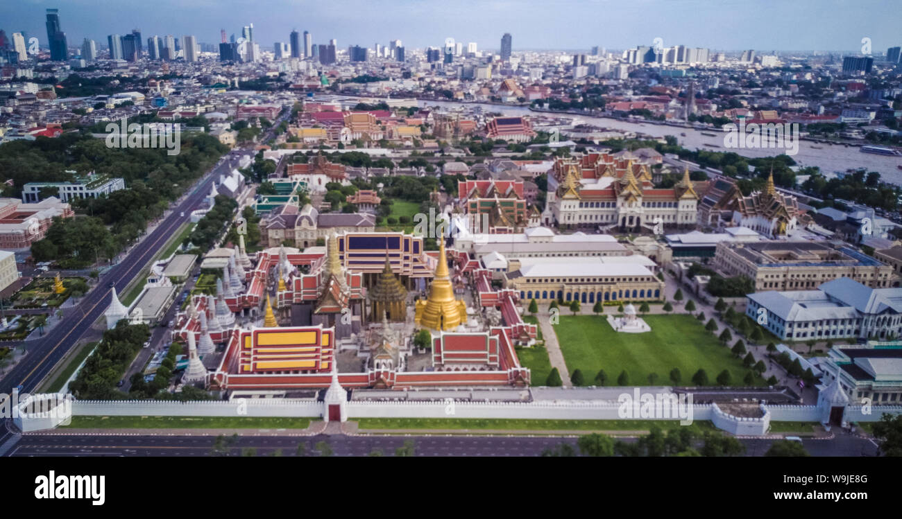 Temples from above, Grand Palace, Wat Pho, Wat Arun, in Bangkok in ...