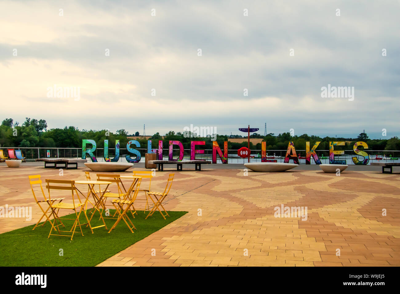 The Rushden Lakes sign is a colorful focal point for the lakeside ...