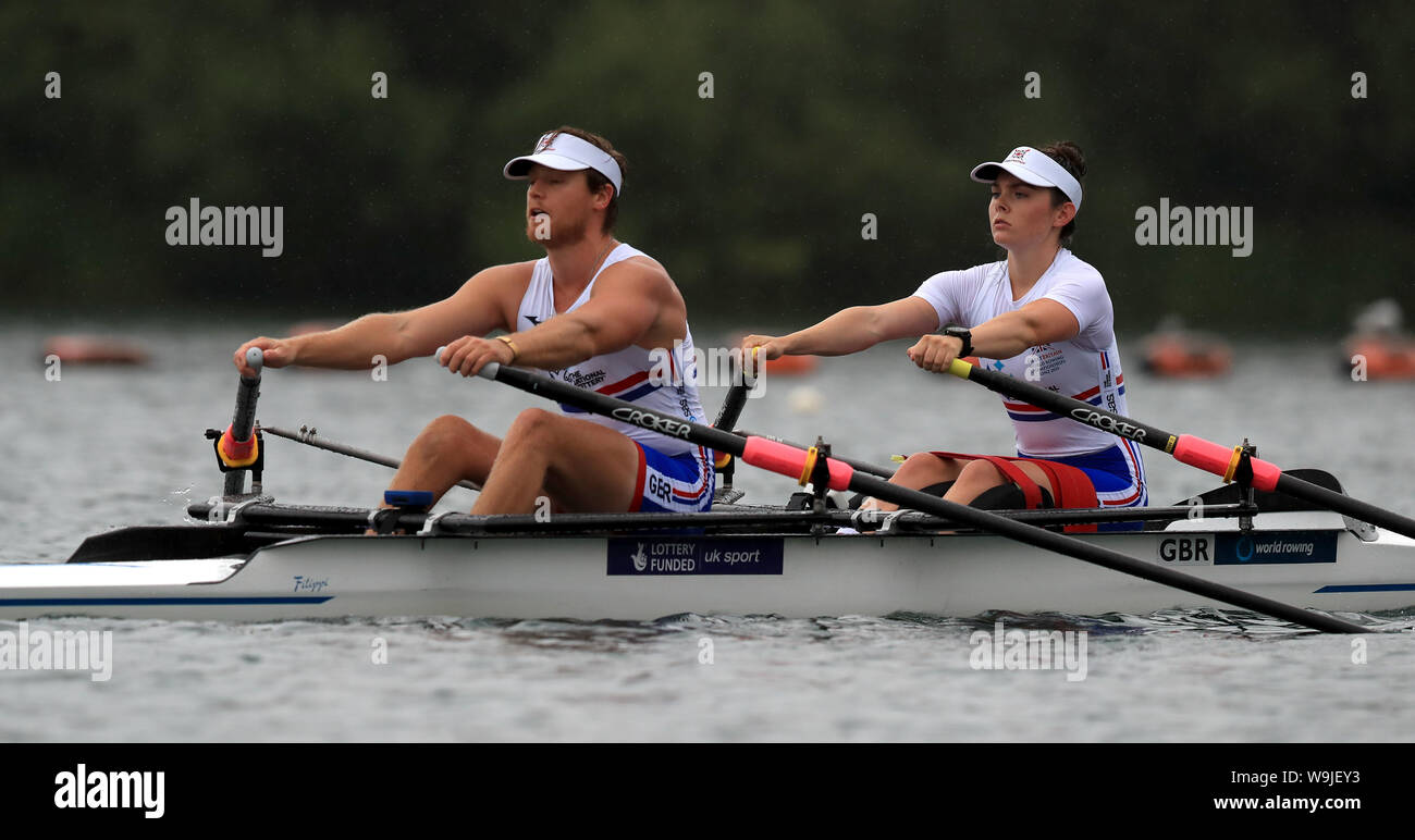 Lauren Rowles (left) and Laurence Whiteley during the photocall at the ...