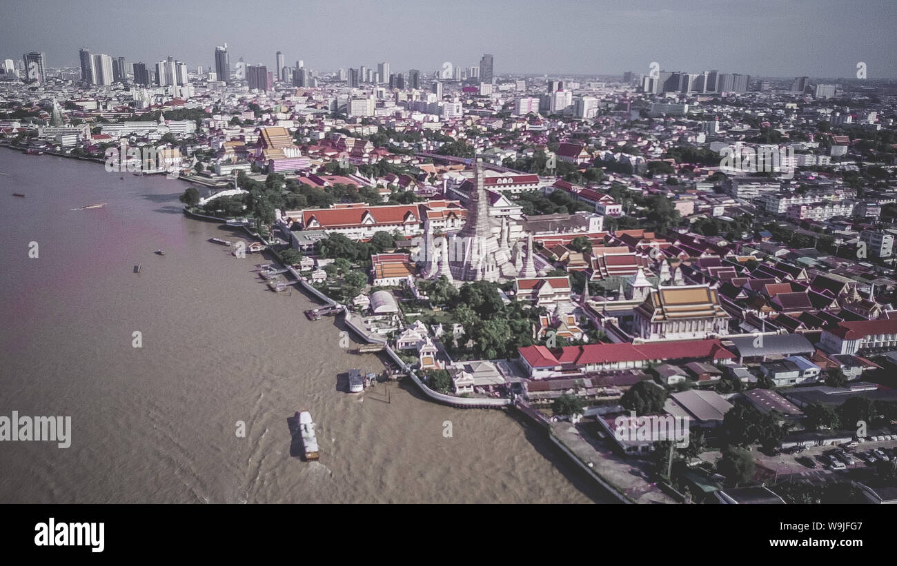 Temples from above, Grand Palace, Wat Pho, Wat Arun, in Bangkok in ...