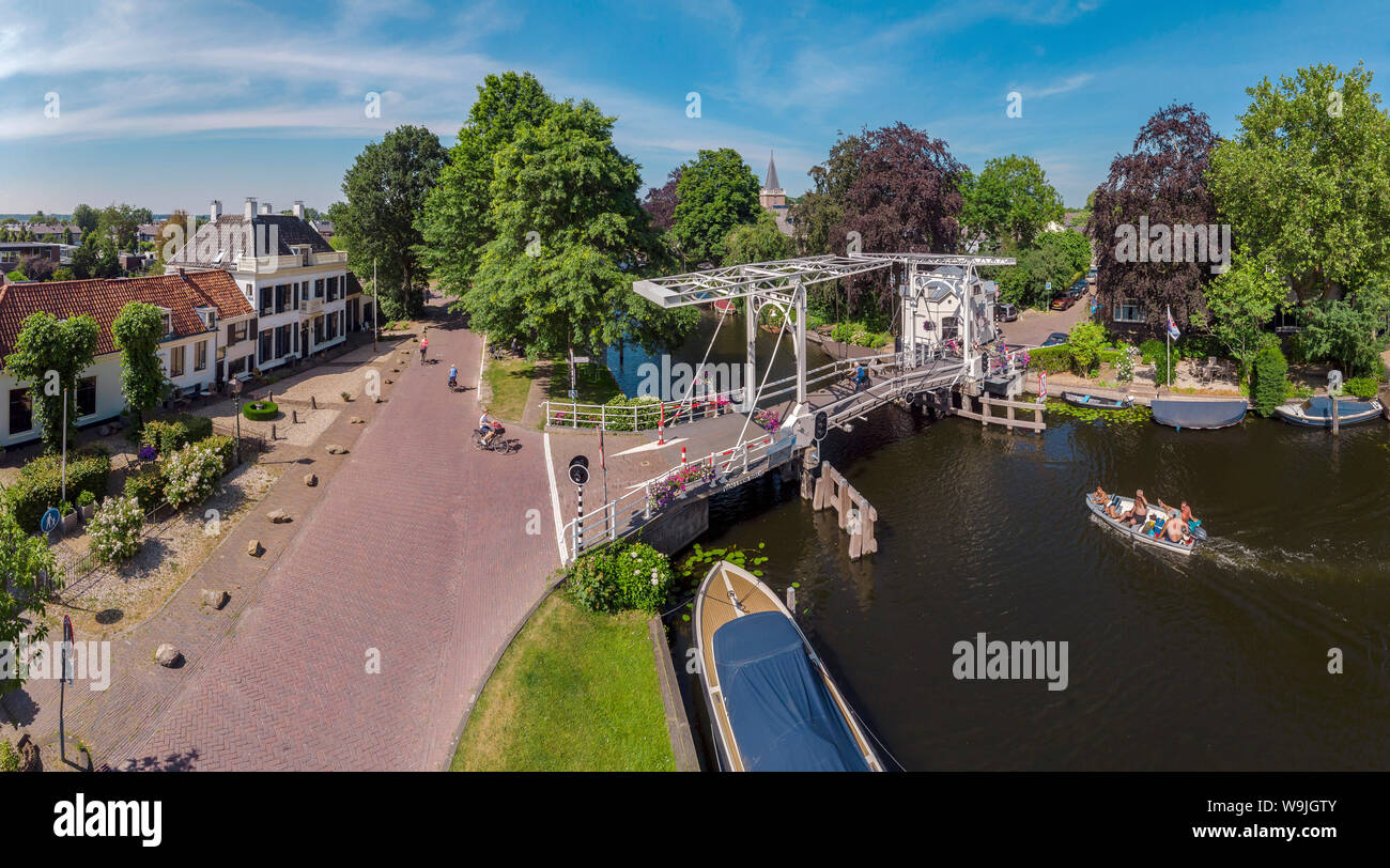 Double drawbridge across the river Vecht, Vreeland, Utrecht ...