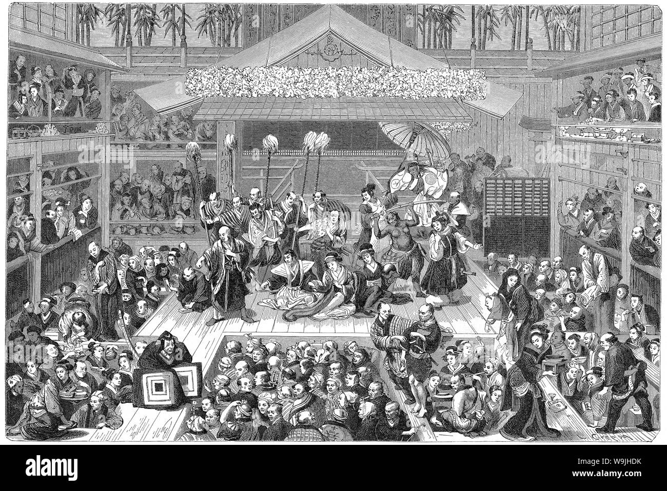 [ 1860s Japan - Japanese Theater Performance ] — Actors performing on ...