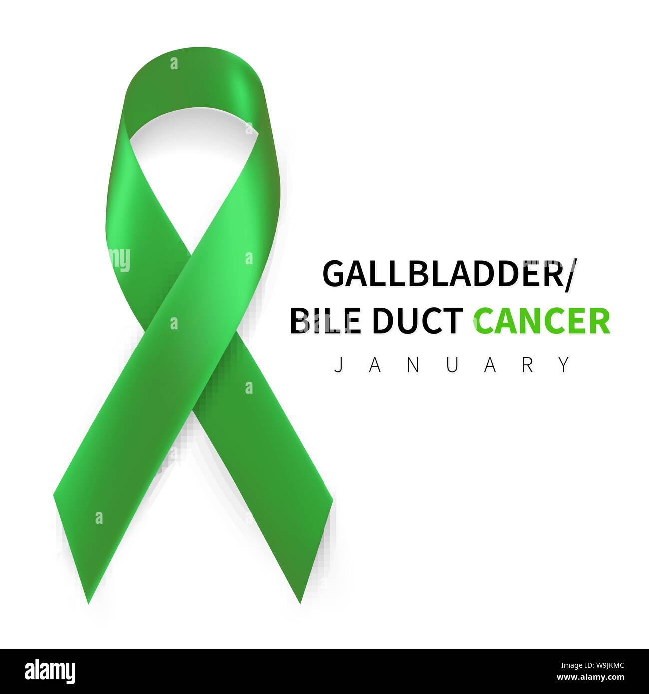 Gallbladder and Bile Duct Cancer Awareness Month. Realistic Kelly Green ...