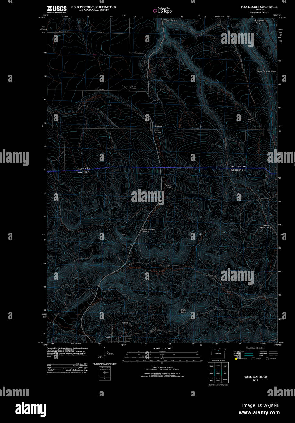 Map of fossil oregon hi-res stock photography and images - Alamy