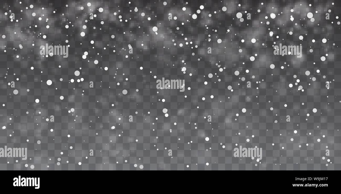 Christmas snow. Heavy snowfall. Falling snowflakes on transparent ...