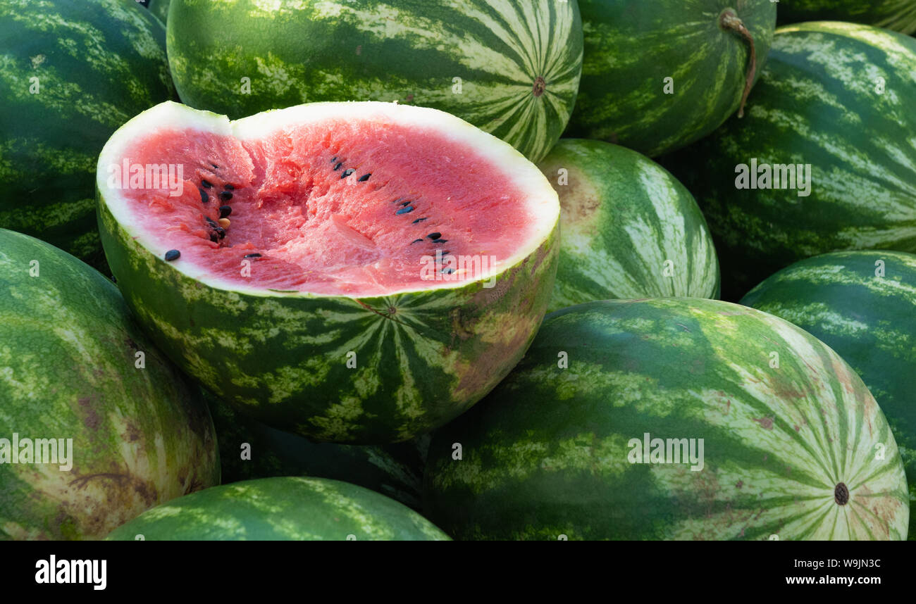 Watermelon cut open on top hi-res stock photography and images - Alamy