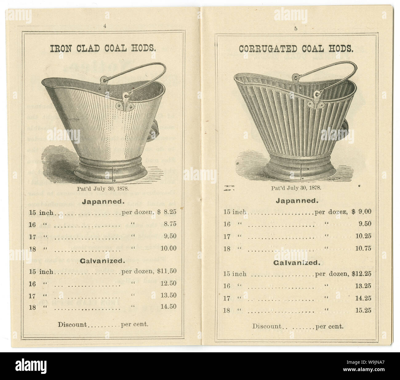 Antique 1881 price list for “Japanned and Galvanized Sheet Iron Ware ...