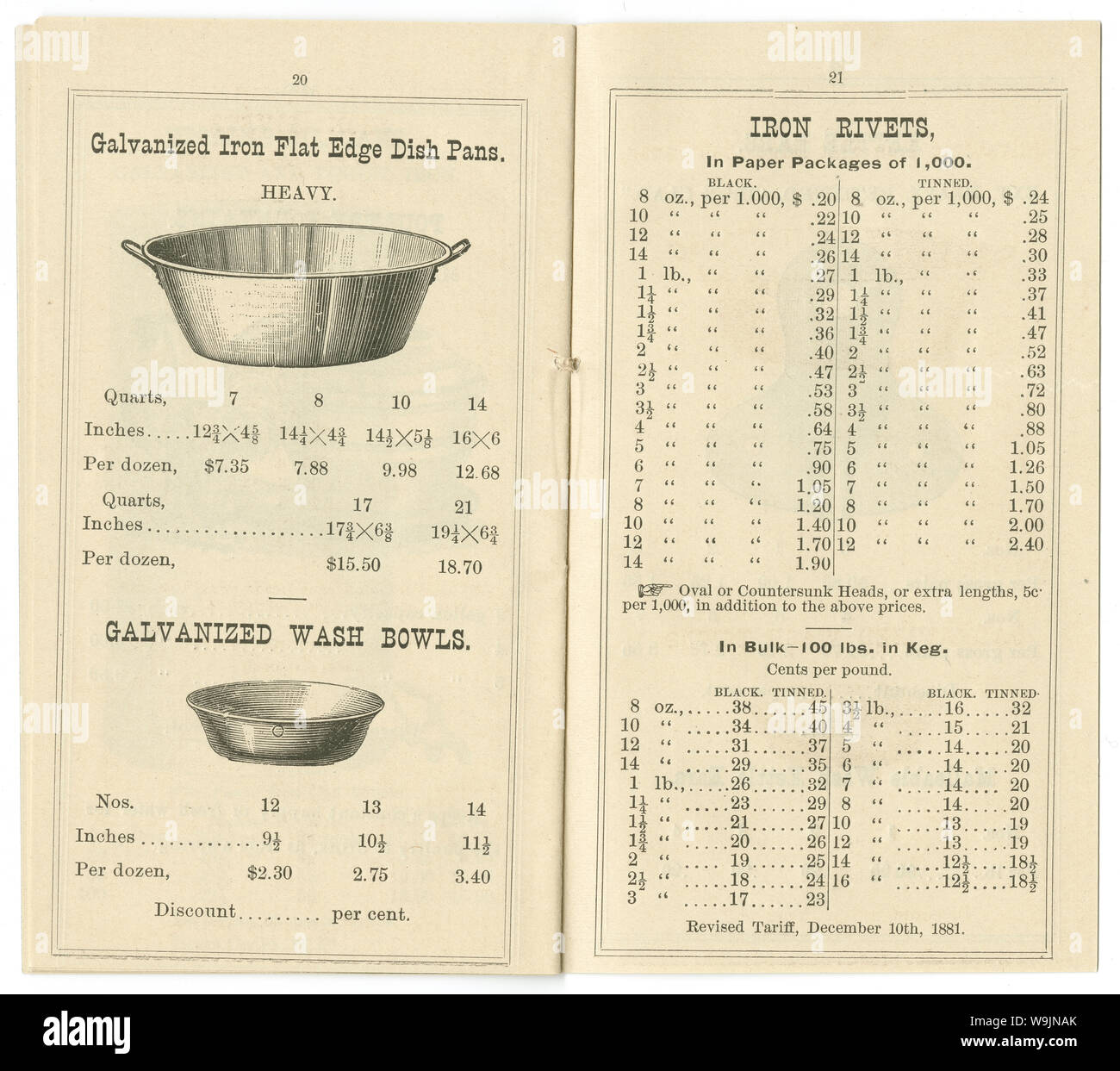 Antique 1881 price list for “Japanned and Galvanized Sheet Iron Ware ...