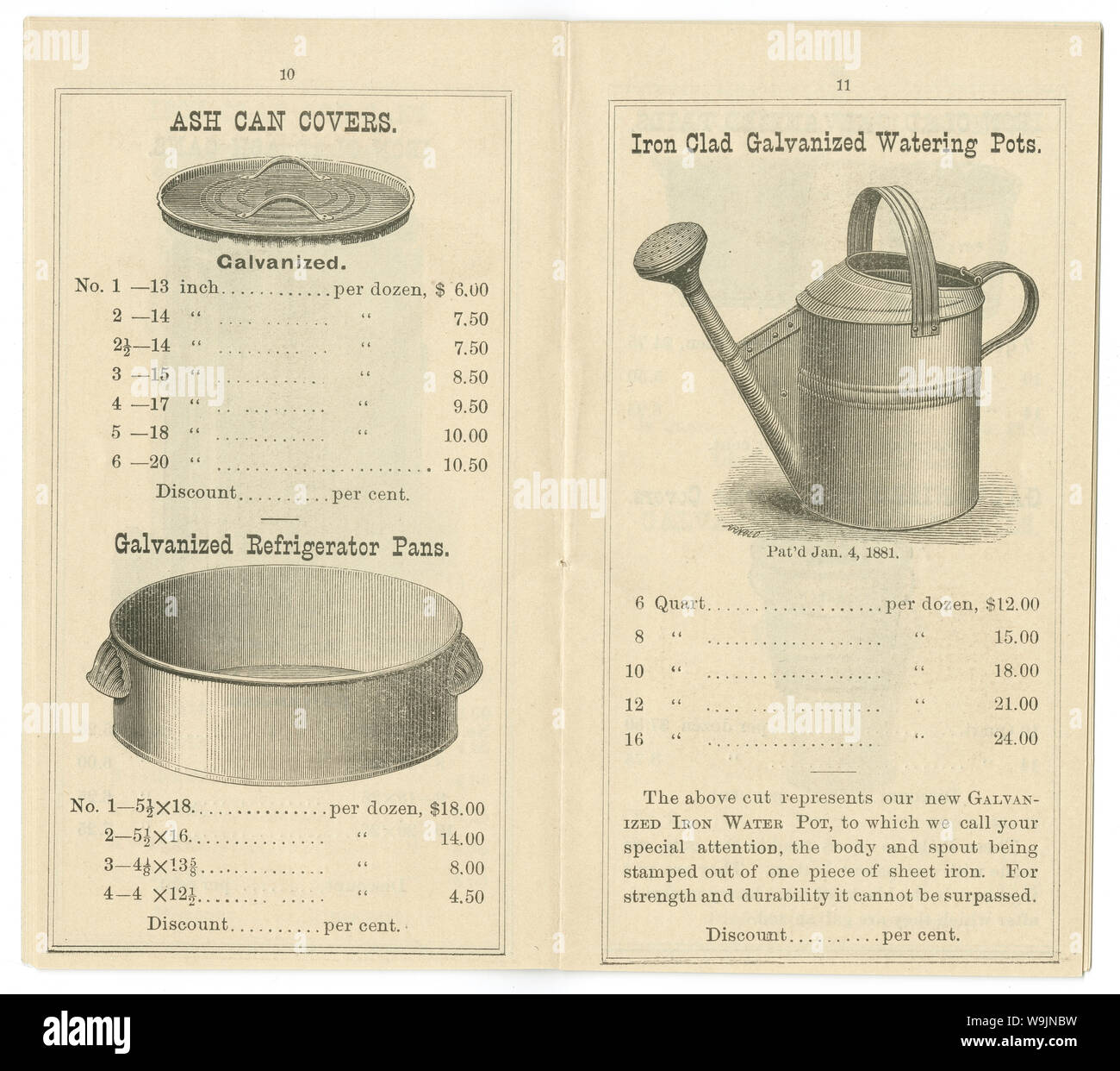 Antique 1881 price list for “Japanned and Galvanized Sheet Iron Ware ...