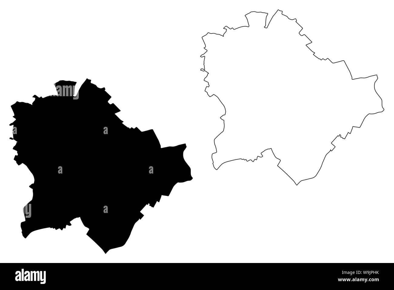 Municipality of Budapest (Hungary, Hungarian counties) map vector ...