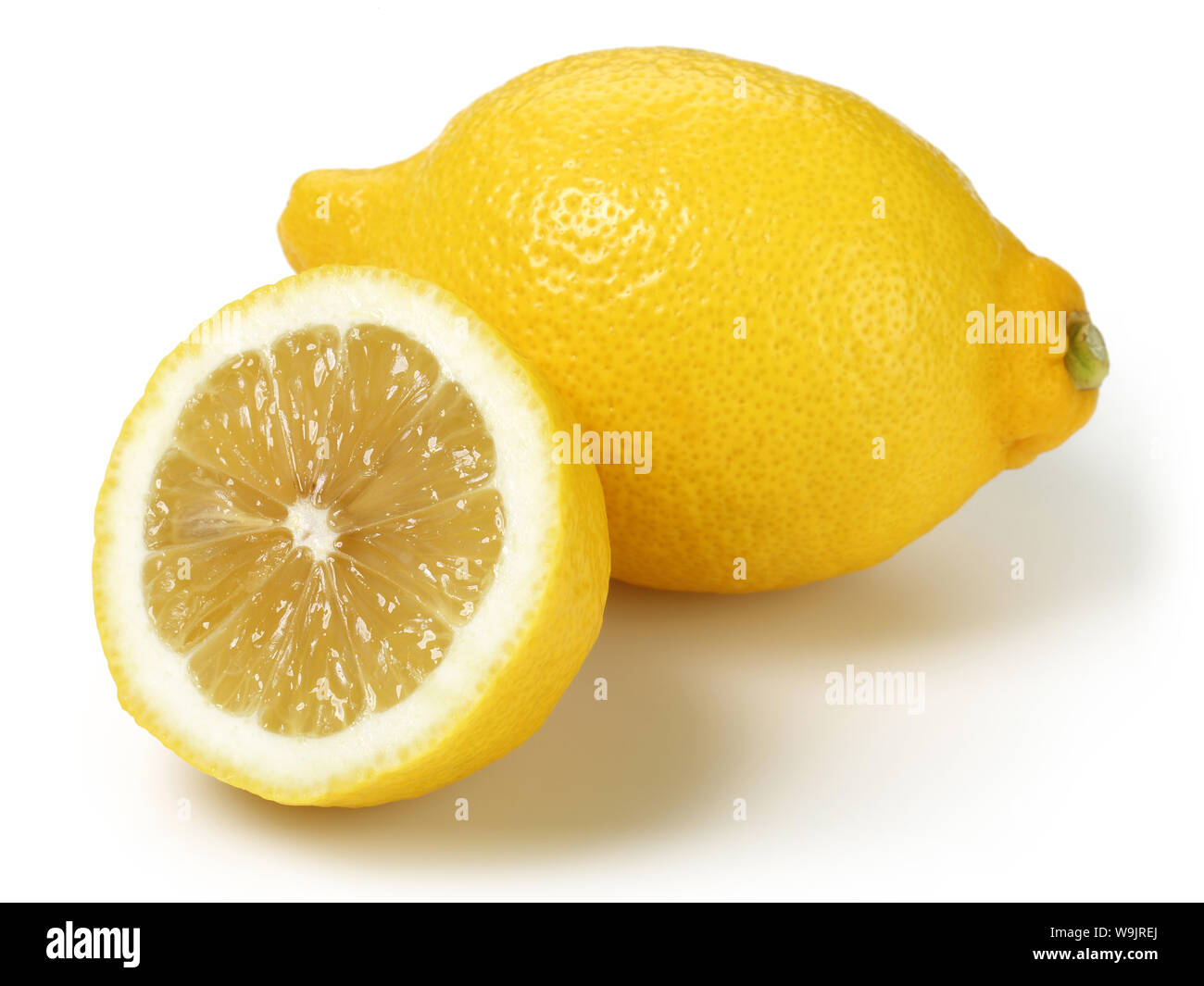 Fresh yellow lemon fruits isolated on white background Stock Photo - Alamy