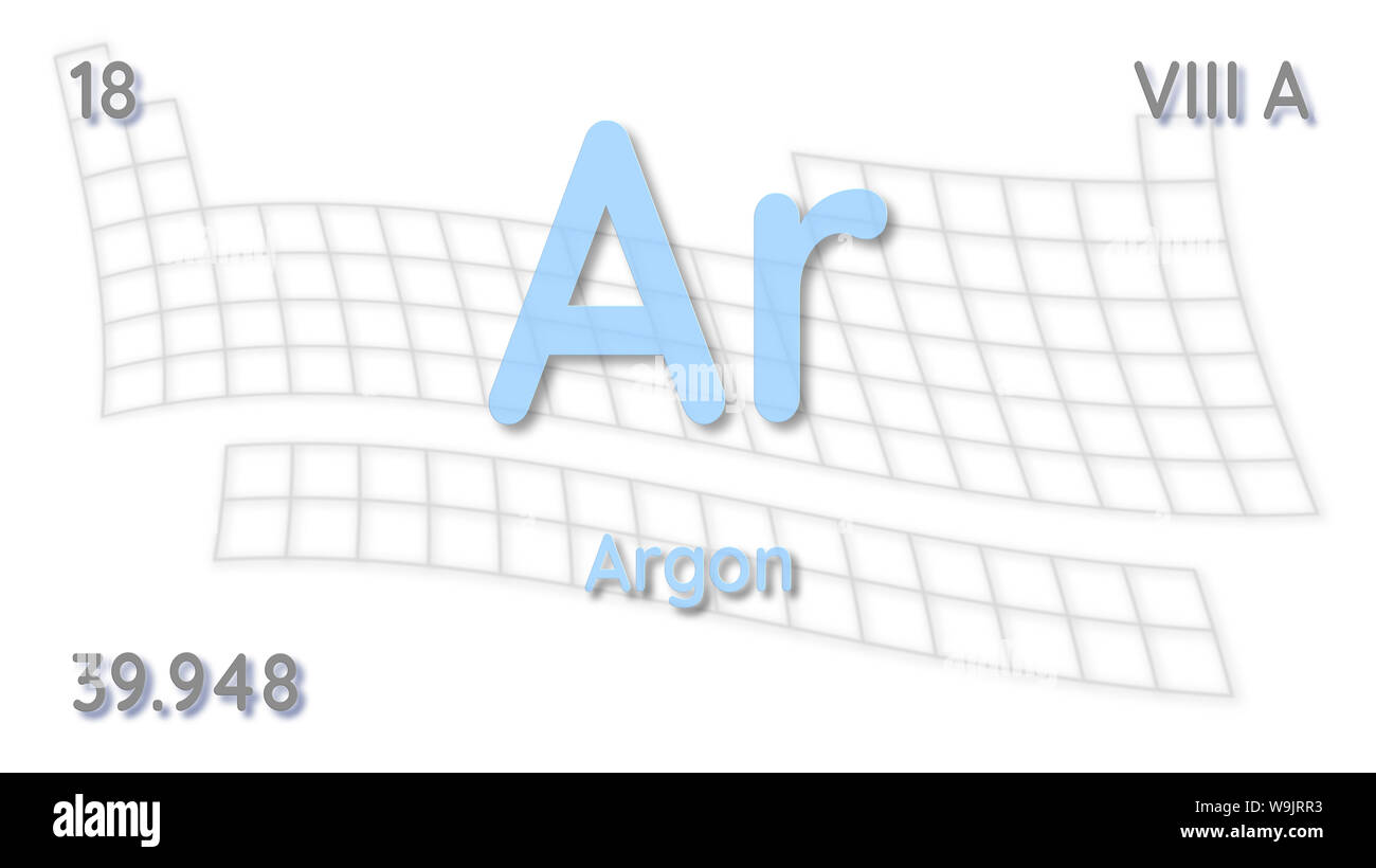 Argon chemical element atomic data and symbol - table of elements Stock ...