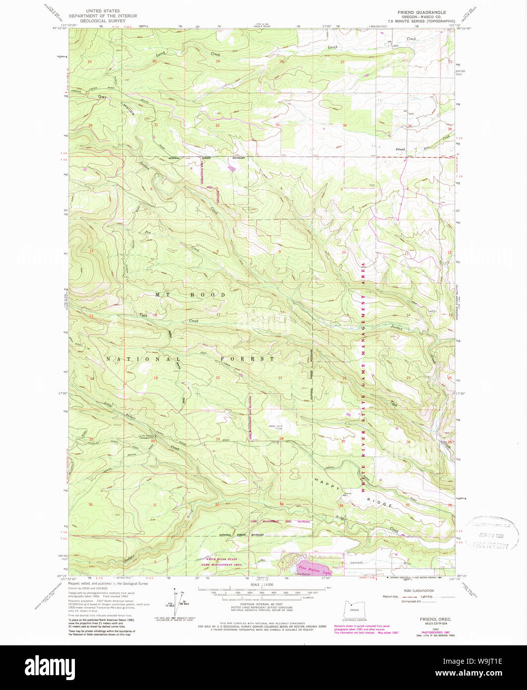 USGS Topo Map Oregon Friend 279963 1962 24000 Restoration Stock Photo ...