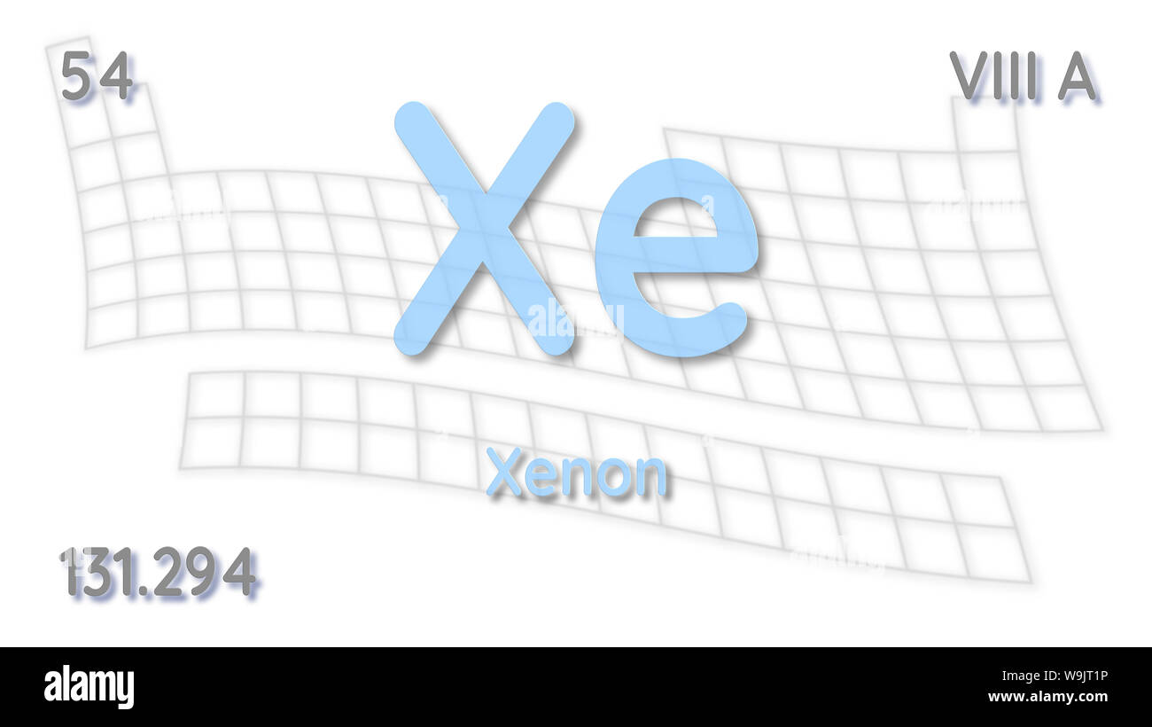 Xenon chemical element atomic data and symbol - table of elements Stock ...