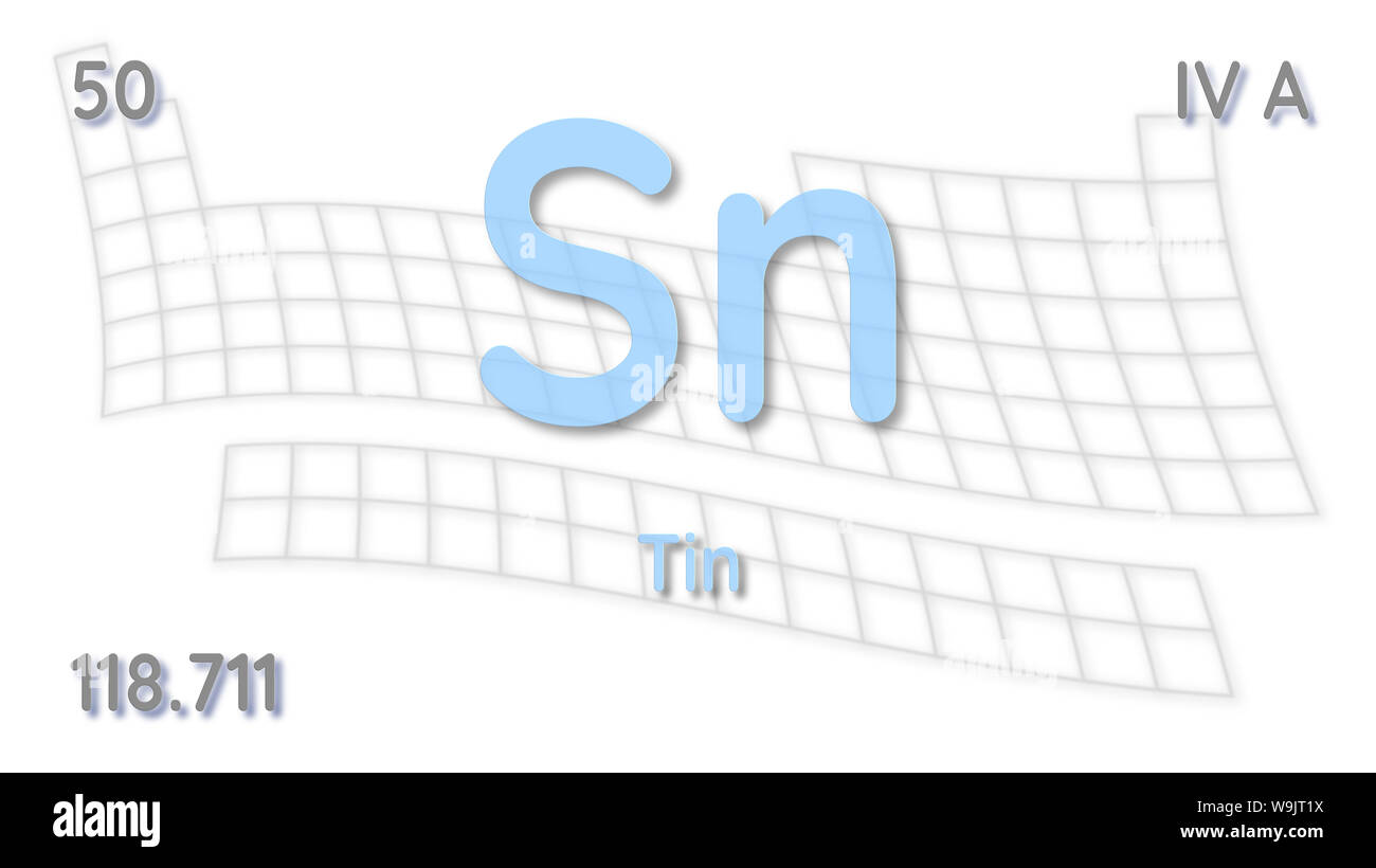 Tin chemical element atomic data and symbol - table of elements Stock ...
