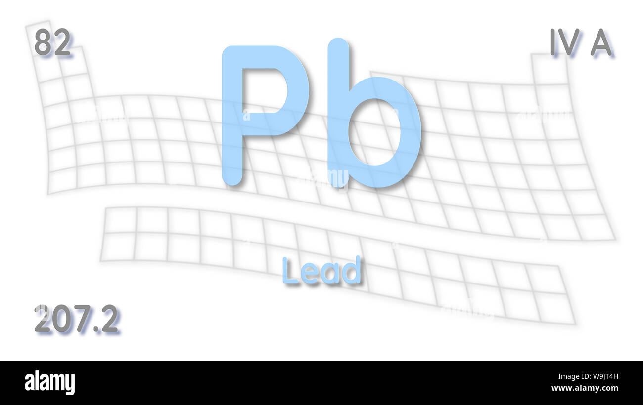 Lead chemical element atomic data and symbol - table of elements Stock ...
