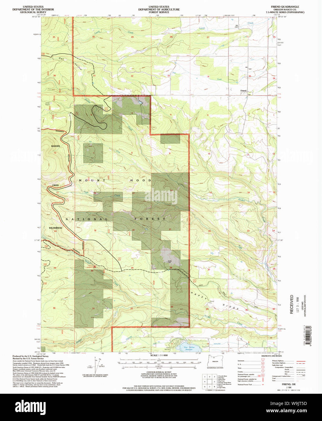 USGS Topo Map Oregon Friend 279964 1996 24000 Restoration Stock Photo ...