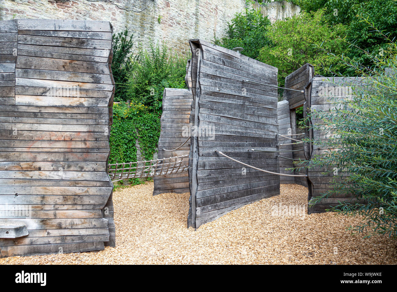 Adventure playground made of wood Stock Photo - Alamy