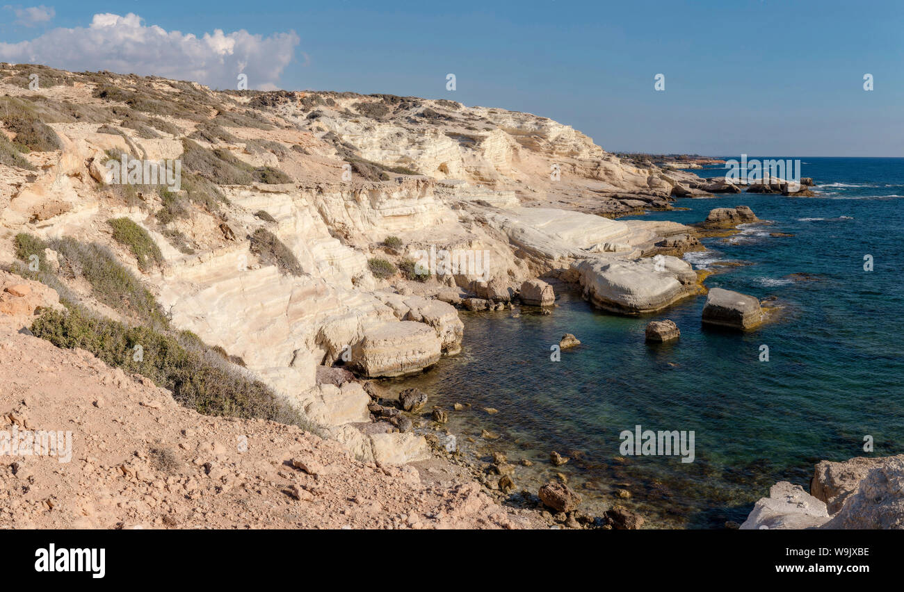 The sandstone erosion of the Sea Caves coast, Peyia, Cyprus, Cyprus ...