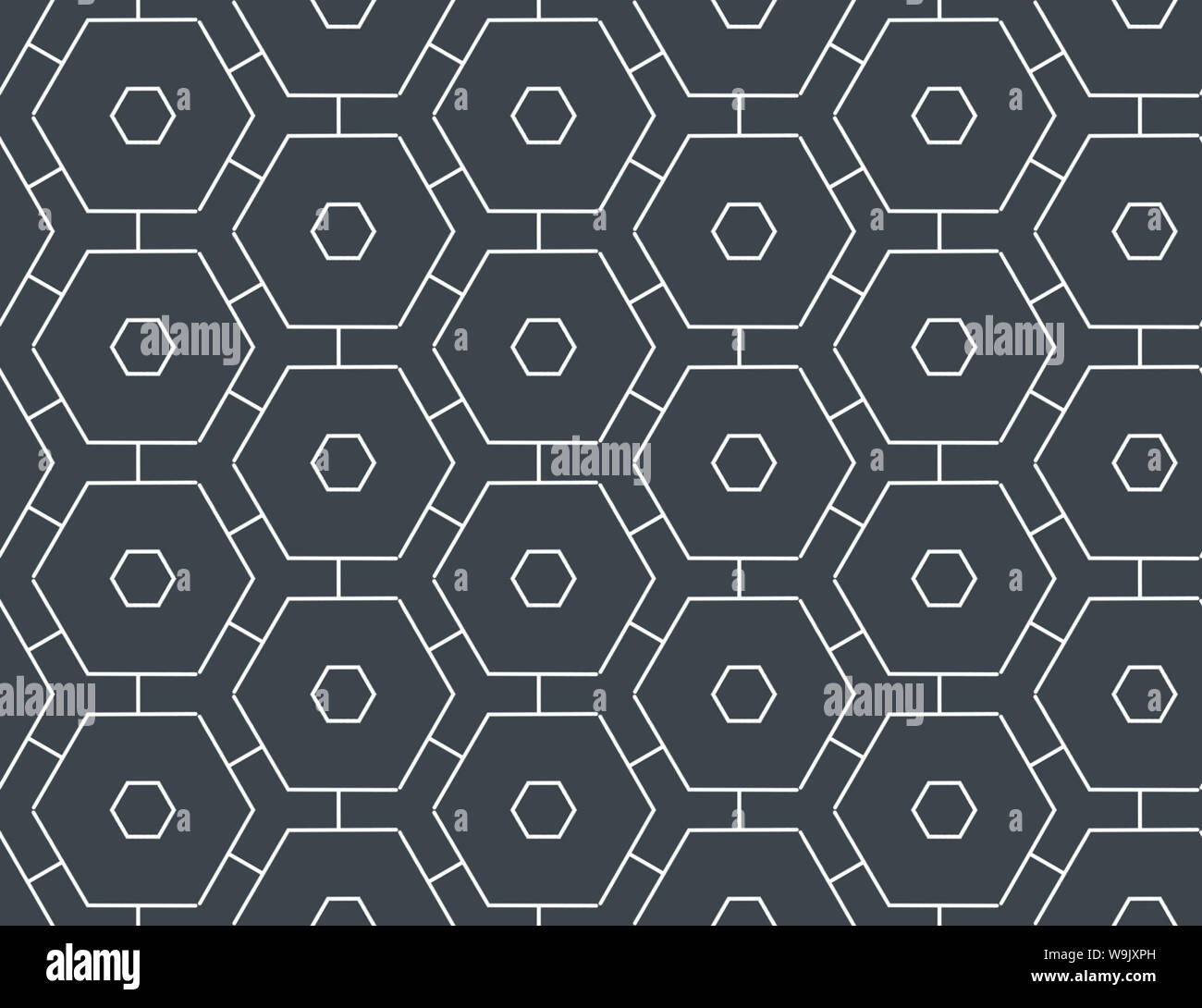 Seamless geometric pattern. Shaped white hexagons on black background ...