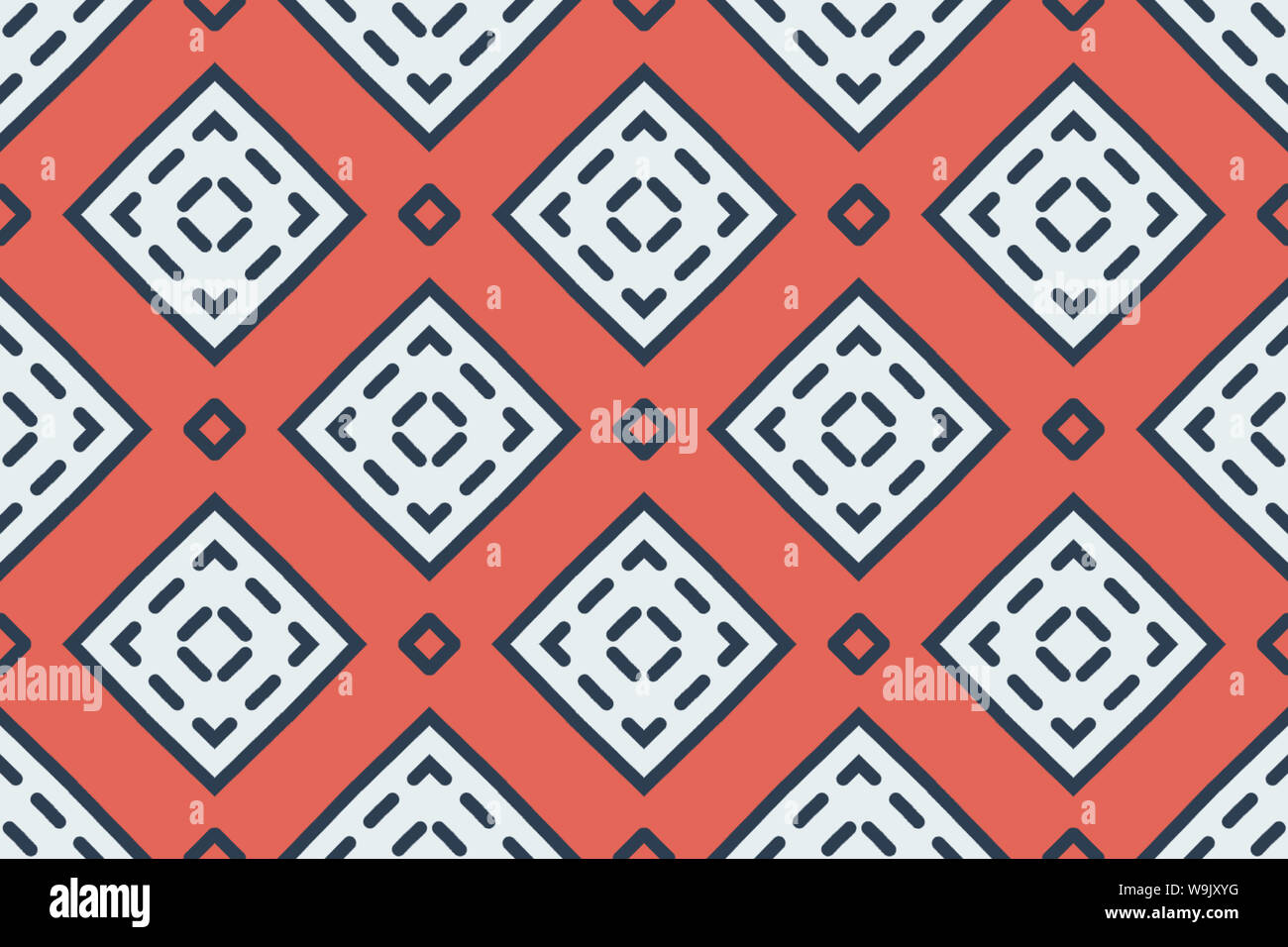 Seamless geometric pattern. Shaped outline squares in white and red ...