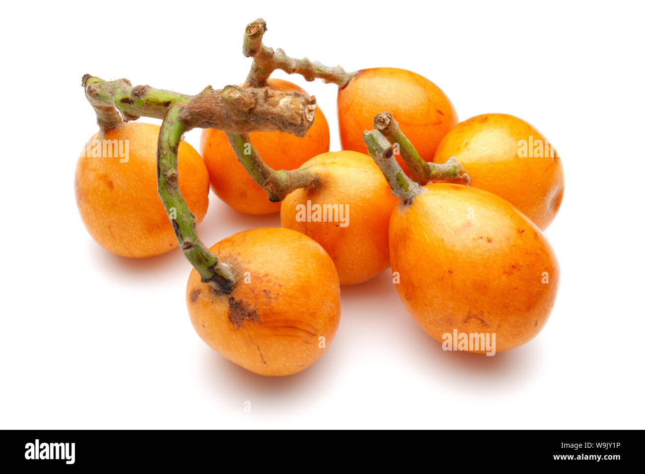 Heap of ripe loquat fruits isolated on white background Stock Photo - Alamy