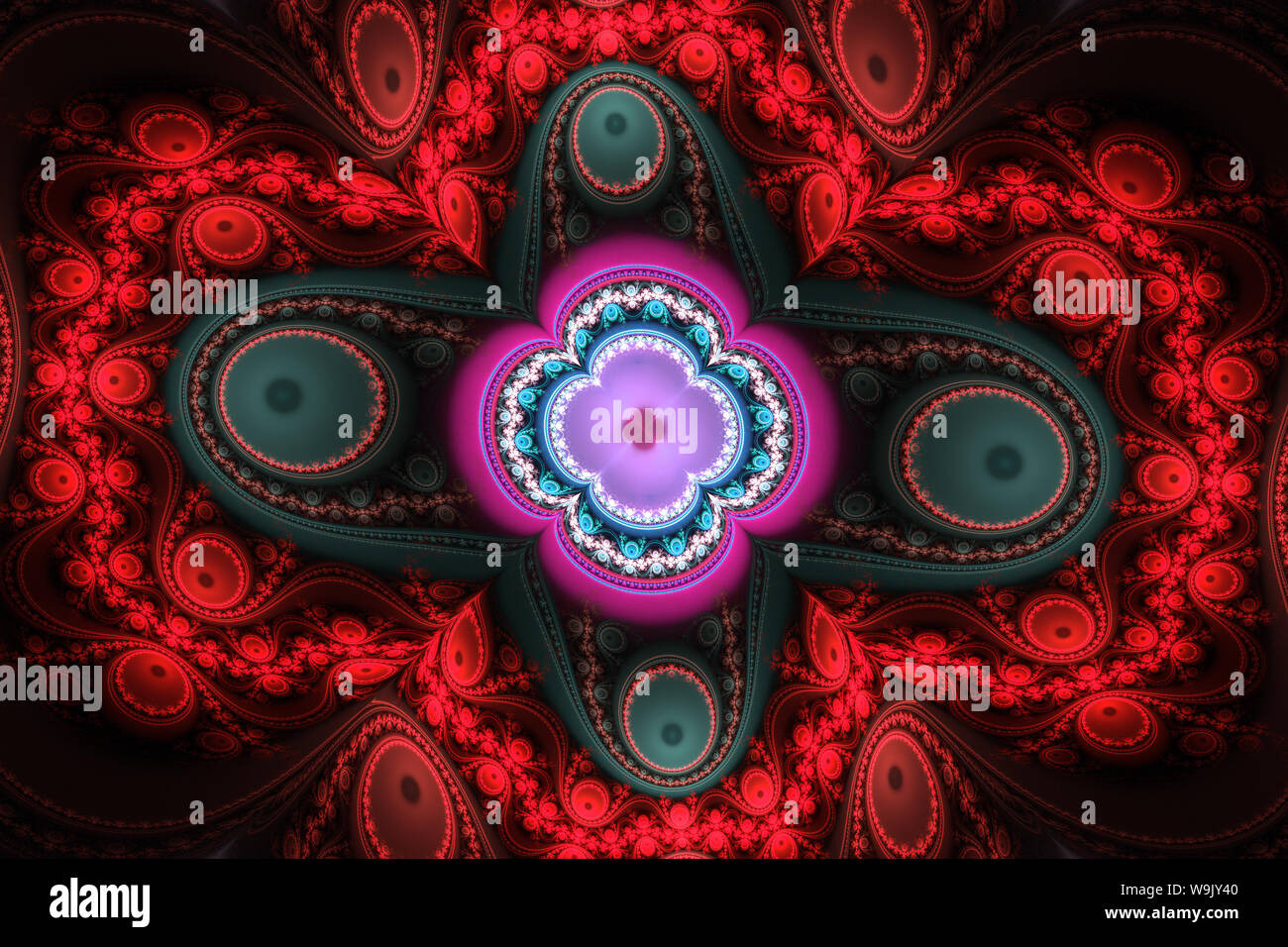 Red Orange Geometric fractal illustrate daydreaming imagination ...