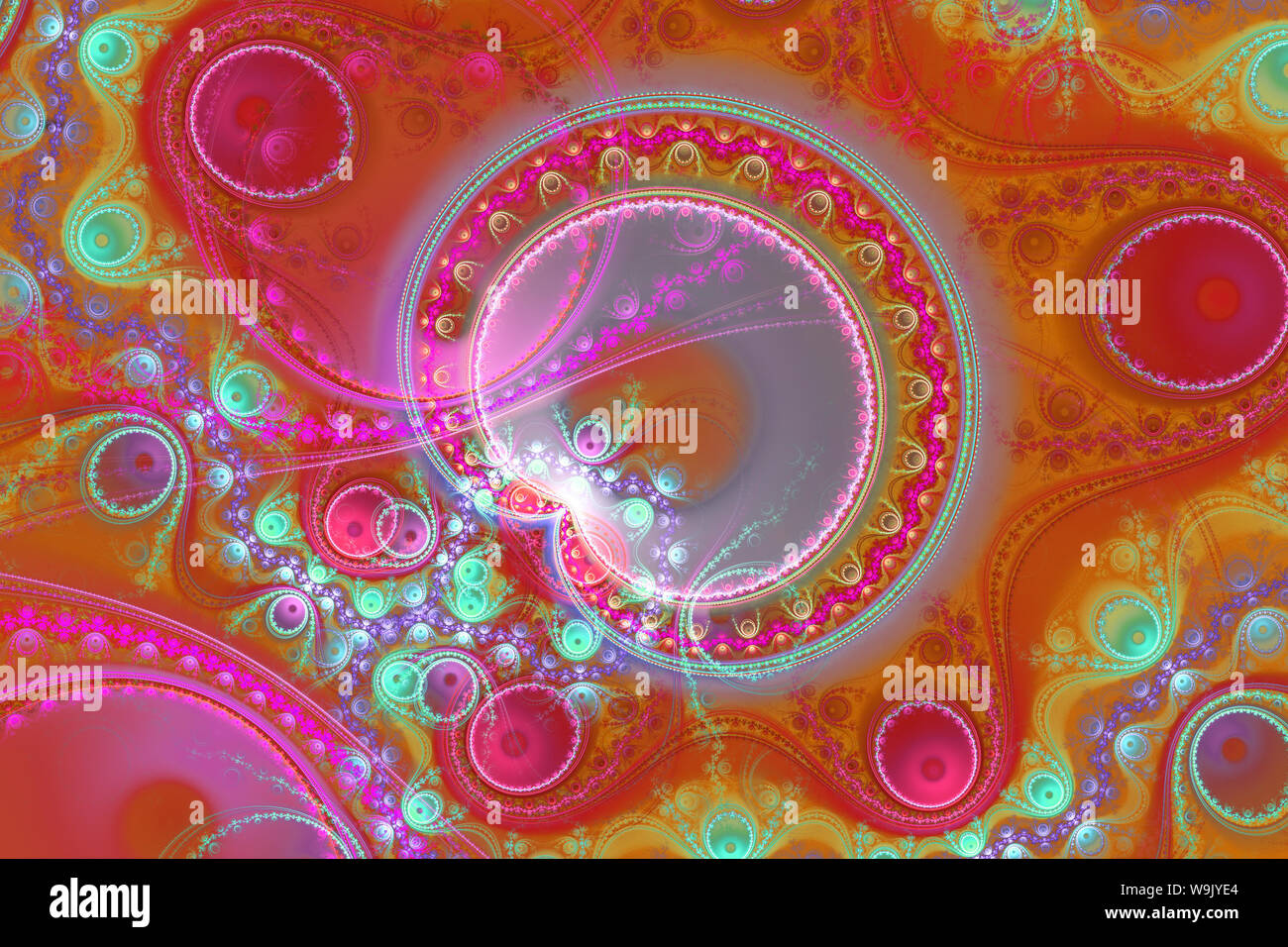 Red Orange Geometric fractal illustrate daydreaming imagination ...