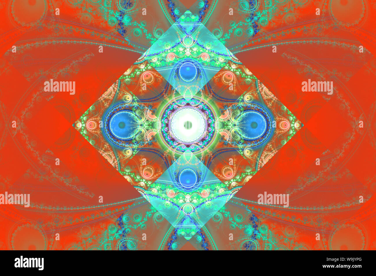 Red Orange Geometric fractal illustrate daydreaming imagination ...