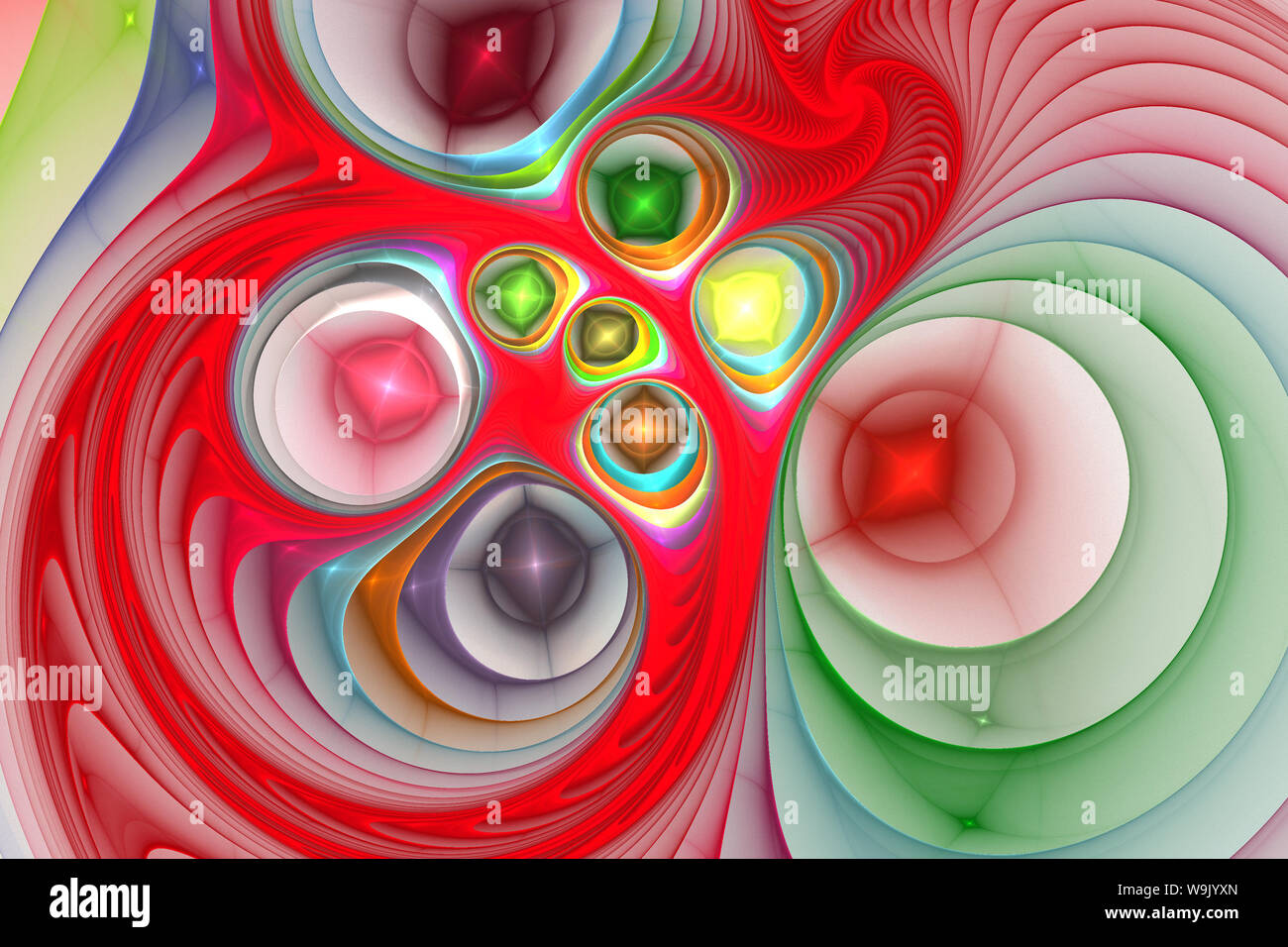 Red Orange Geometric fractal illustrate daydreaming imagination ...