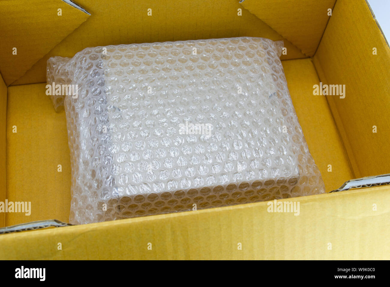 Bubbles covering the box by bubble wrap for protection product cracked ...