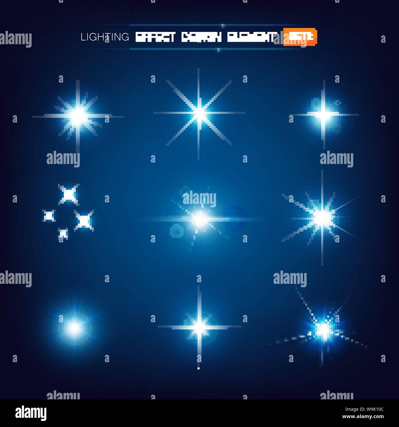 Lighting effect star glittering particle and flare transparent design ...