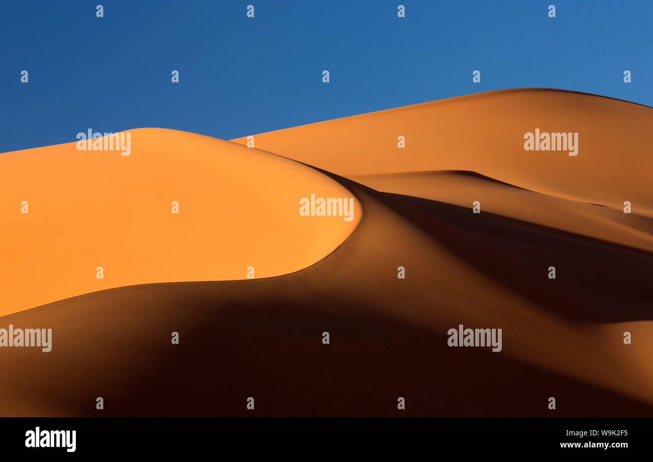 Orange sand dunes and sand ripples, Erg Chebbi sand sea, Sahara Desert ...